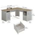 Dextrus 59 Inch L-Shaped Desk with Power Outlet & USB Ports, Office ...