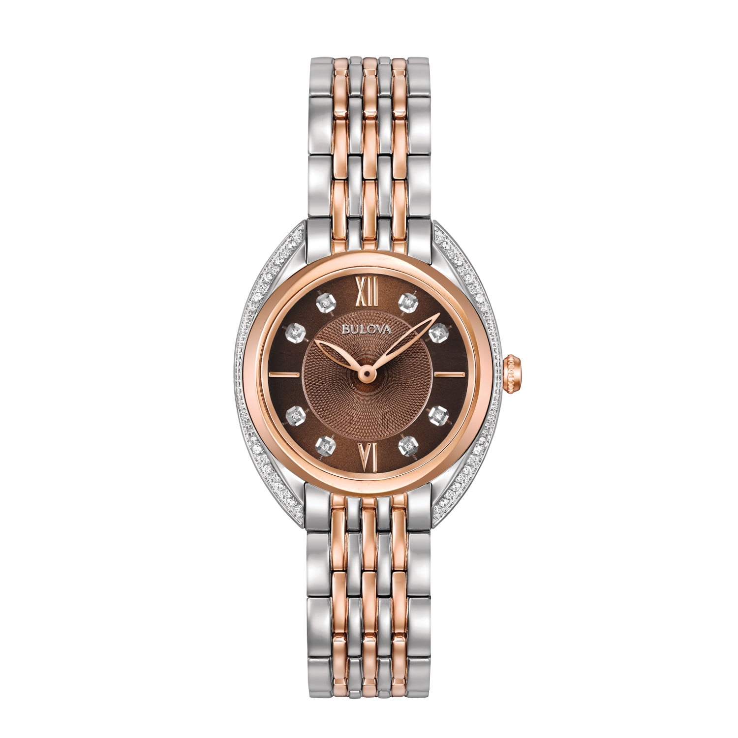 Bulova - Bulova Women's Diamonds Brown Dial Two Tone Steel Watch 98R230 ...