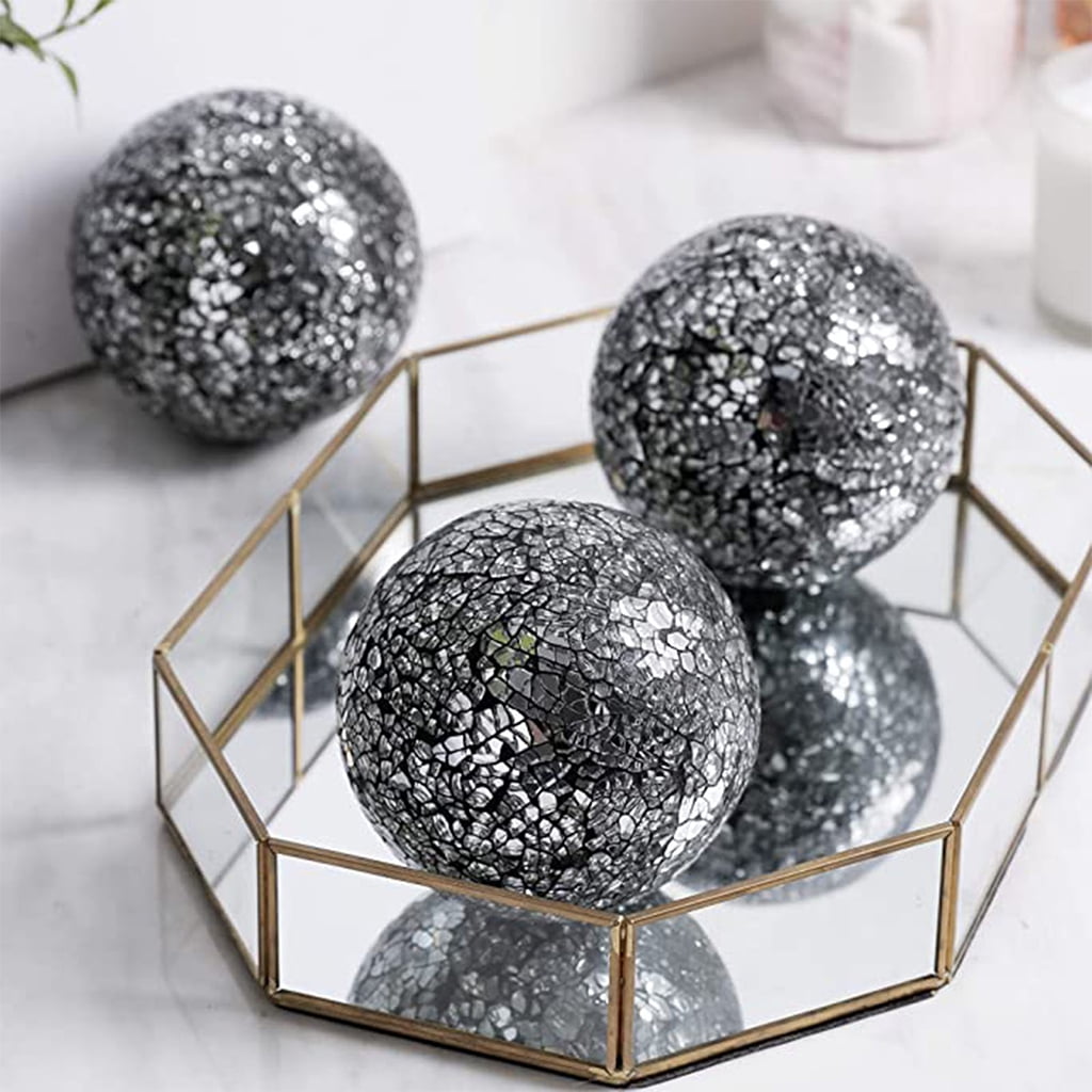 Mosaic Sphere Balls 8cm Housewares Centerpieces Set Decorative Orbs ...