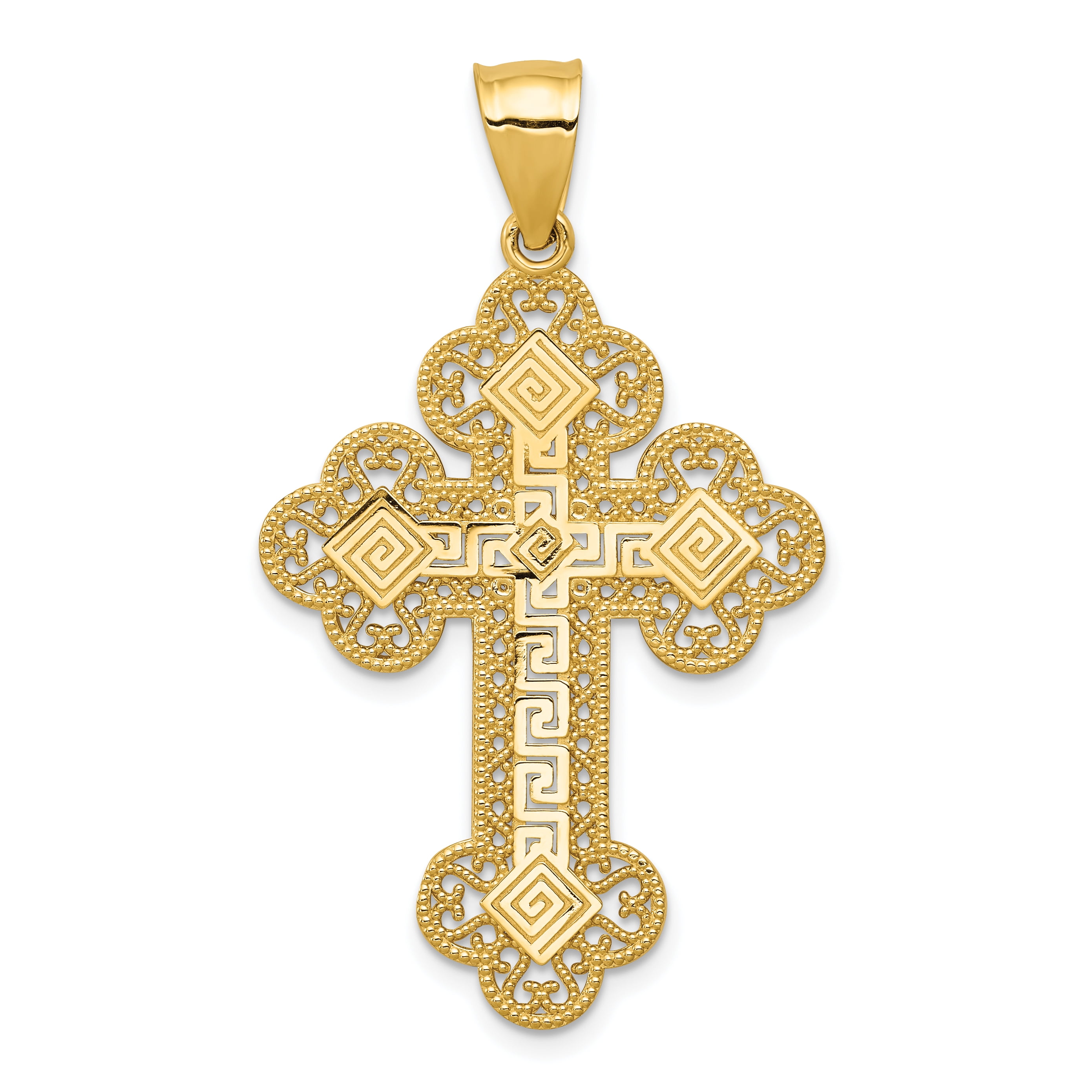 IceCarats - 14kt Yellow Gold Budded Greek Key Cross Religious Pendant ... IceCarats - 14kt Yellow Gold Budded Greek Key Cross Religious Pendant ...