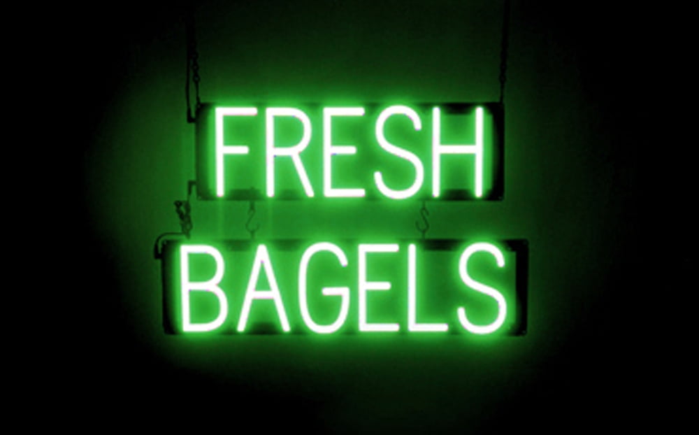 SpellBrite FRESH BAGELS LED Sign for Business. 23.7" x 15.0" Green ...
