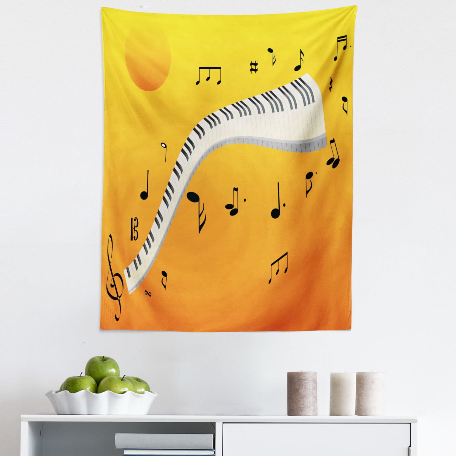 Music Note Tapestry, Joy in the Air as the Sunsets Piano Keys Floating ...