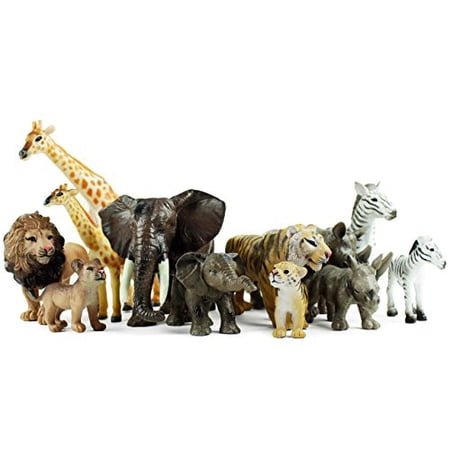 Boley 12 Piece Safari Animal Set - Different Varieties of Zoo Animals ...