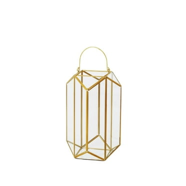 Serene Spaces Living Large Gold Square Lantern, Glass Panel, Outdoor ...