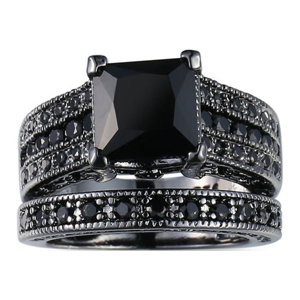 Princess Cut Black Diamond Rings