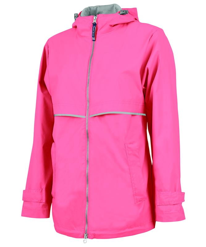 Charles River Women's New Englander Rain Jacket in Coral/Reflective 3XL ...