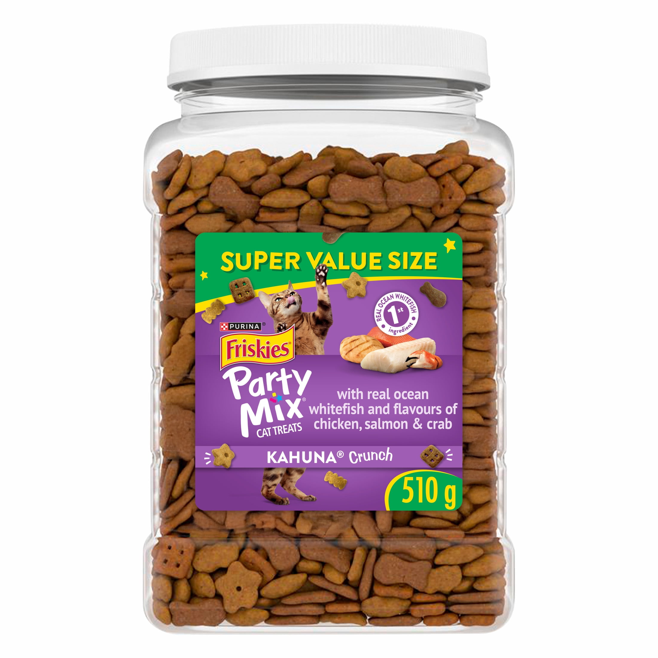 Purina Friskies Party Mix Kahuna Crunch with Real Ocean Whitefish, Cat ...