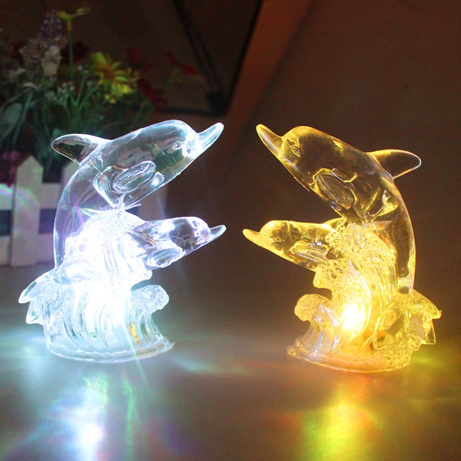 Hesroicy Luminous Toy Color Changing Home Table Decor Acrylic Dolphin ...