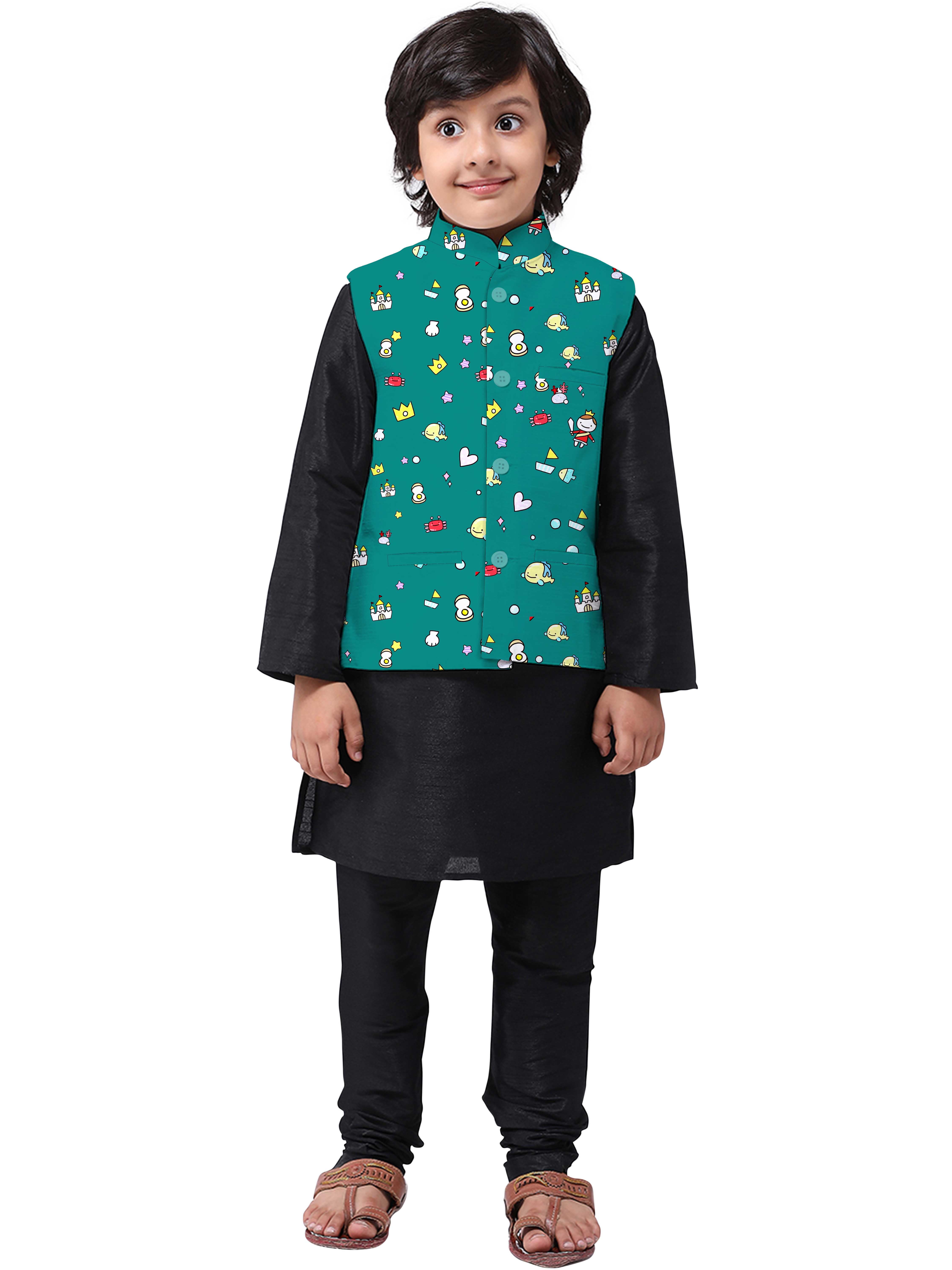 eloria Kids Indian Wear Bollywood Style Waistcoat for Baby Boys Teal ...