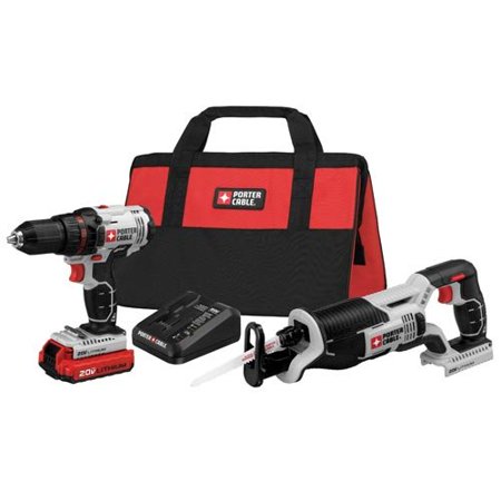 PORTER-CABLE 20V MAX Cordless Drill Combo Kit with Reciprocating Saw, 2 ...