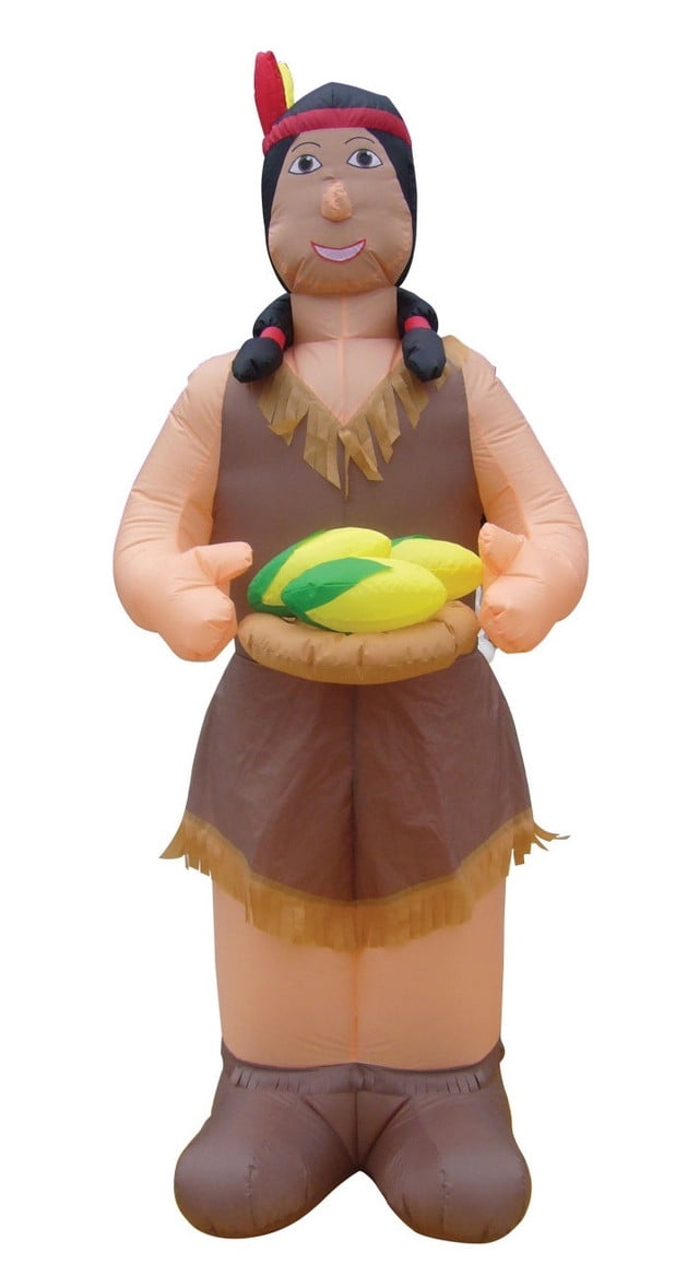 7 1/2' Air Blown Inflatable Thanksgiving INDIAN Woman Holding Corn ...