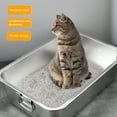 Eisoary Rectangle Stainless Steel Cat Litter Box Broken-resistant Low ...