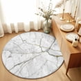 Abstract Marble Texture Round Rug 5ft Gray Stone with Stripes Washable ...