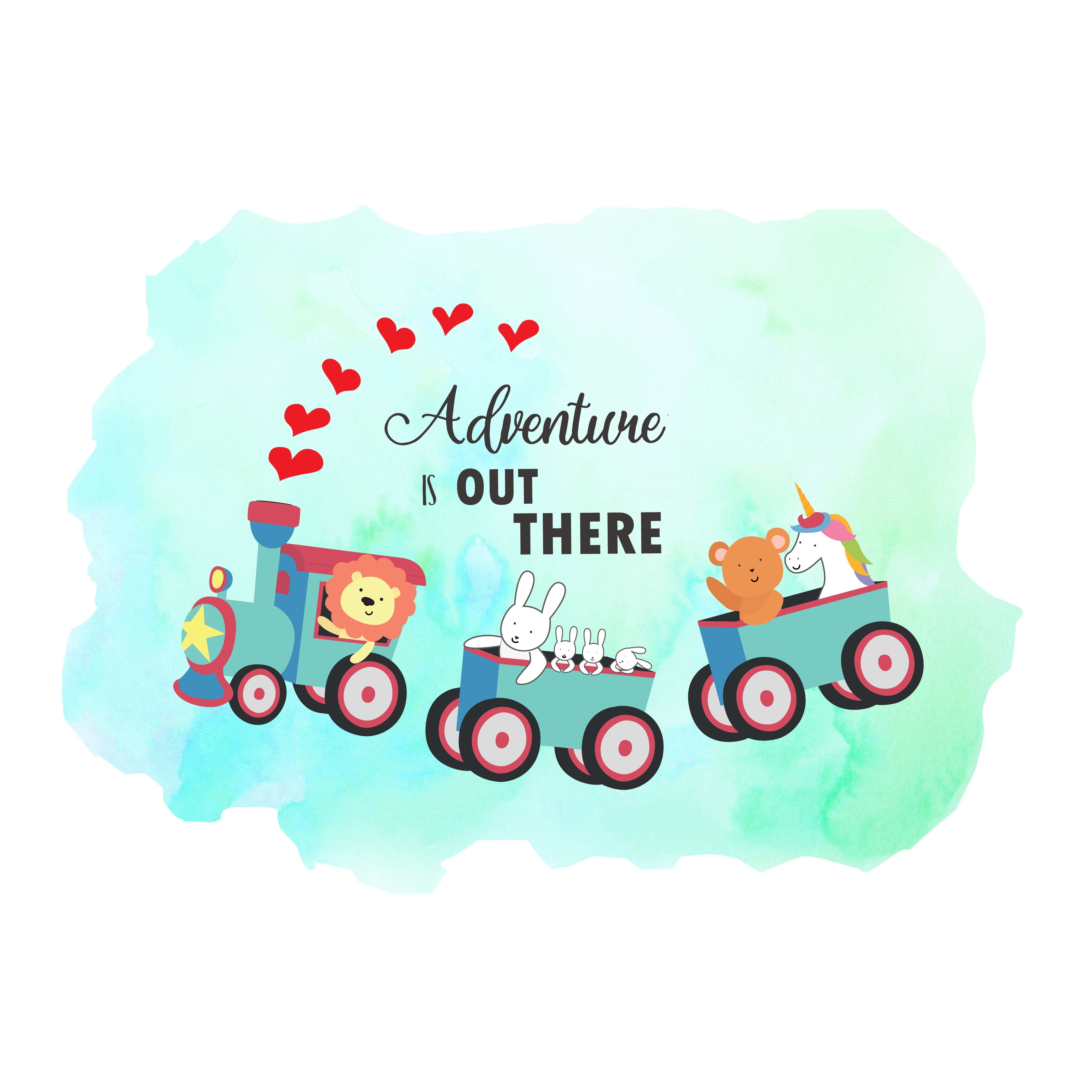 Day Care Wall Decals for Care Taker Daycare - Happy Lion Driving Train ...