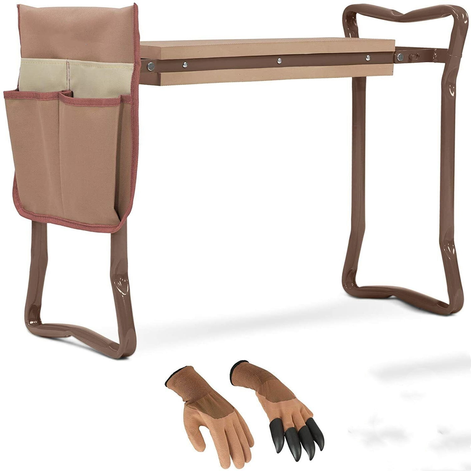 Folding Garden Kneeler and Seat, with Tool Pouch, Sturdy Lightweight ...