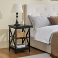 3 Tier Sofa Side End Table with Shelf, X Shape Chair Side Coffee Snack ...