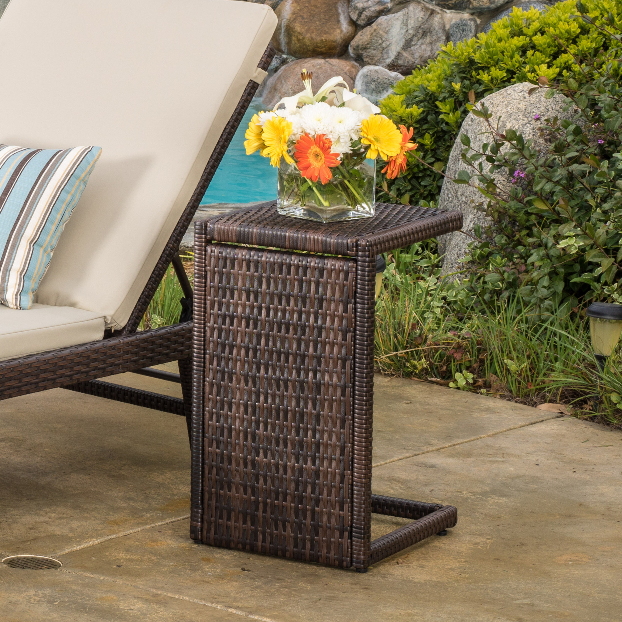 Denise Austin Forrest Outdoor Wicker Side Table - Walmart.com