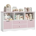 Homfa Kids Pink Bookshelf & Toy Box Organizer, 2-Drawer Storage Unit ...