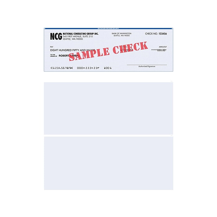Cosco Business Checks 8.5" x 11" Security Check on Top Paper, Blue, 500 ...