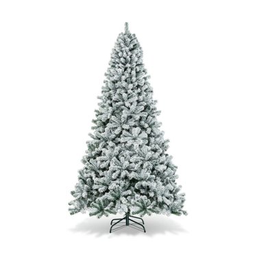 King Of Christmas 9ft Snow Flocked Hinged Artificial Christmas Tree ...