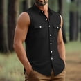 Qzwdhjm Sleeveless Button Down Shirts for Men V Neck Linen Tank Tops ...