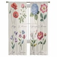 Colorful Flowers Sheer Curtains 72 Inches Long 2 Panels Set, Window ...