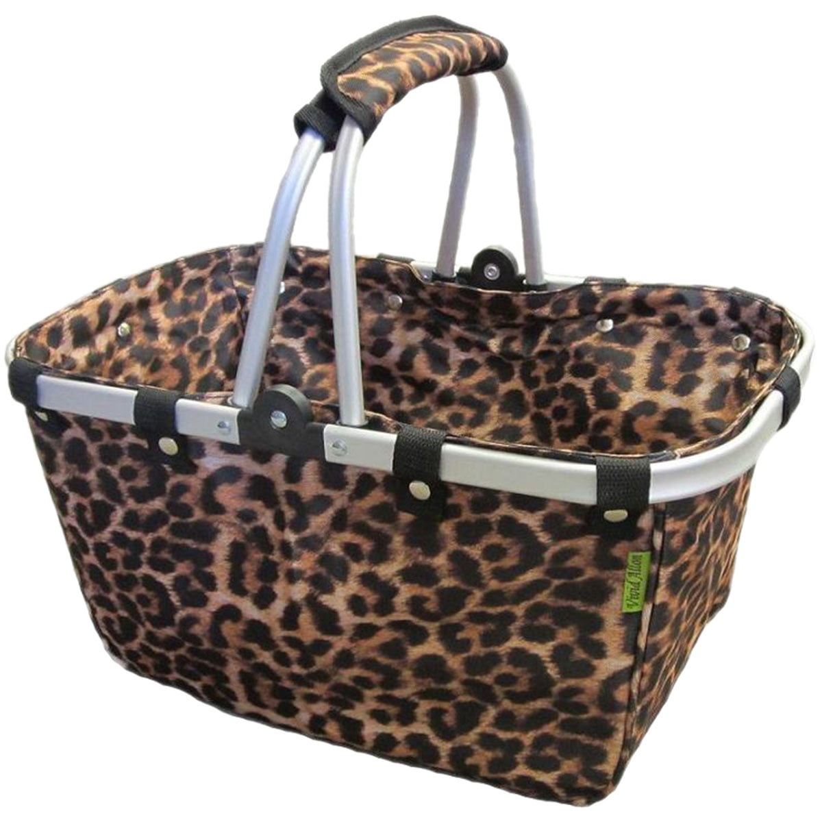 JanetBasket Large Aluminum Frame Basket-18"X10"X9.5" Leopard - Walmart.com