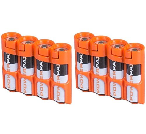 Powerpax Slim Line "AA" Battery Caddy, Orange X 2 Pack - Each Holds 4 ...