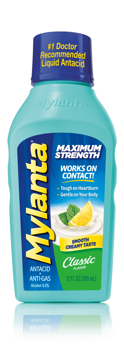 Mylanta Maximum Strength Liquid Antacid + Anti-Gas, Classic Flavor ...