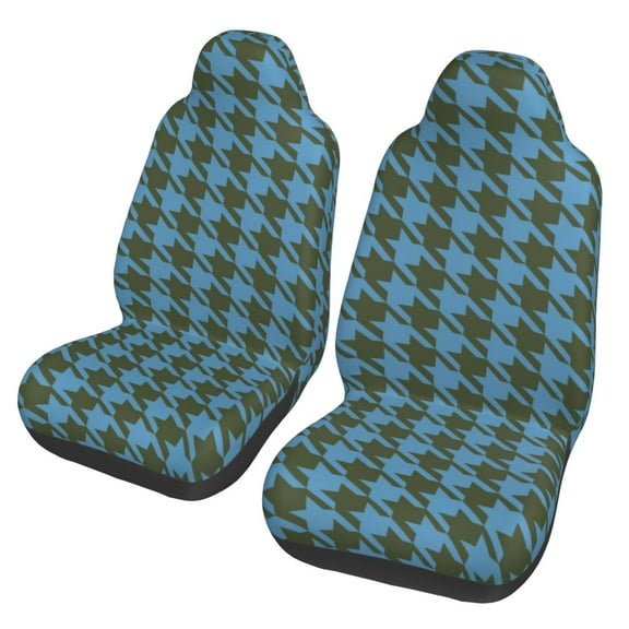 Abstract Green Square Pattern Car Seat Covers Front Seats Universal Fit ...