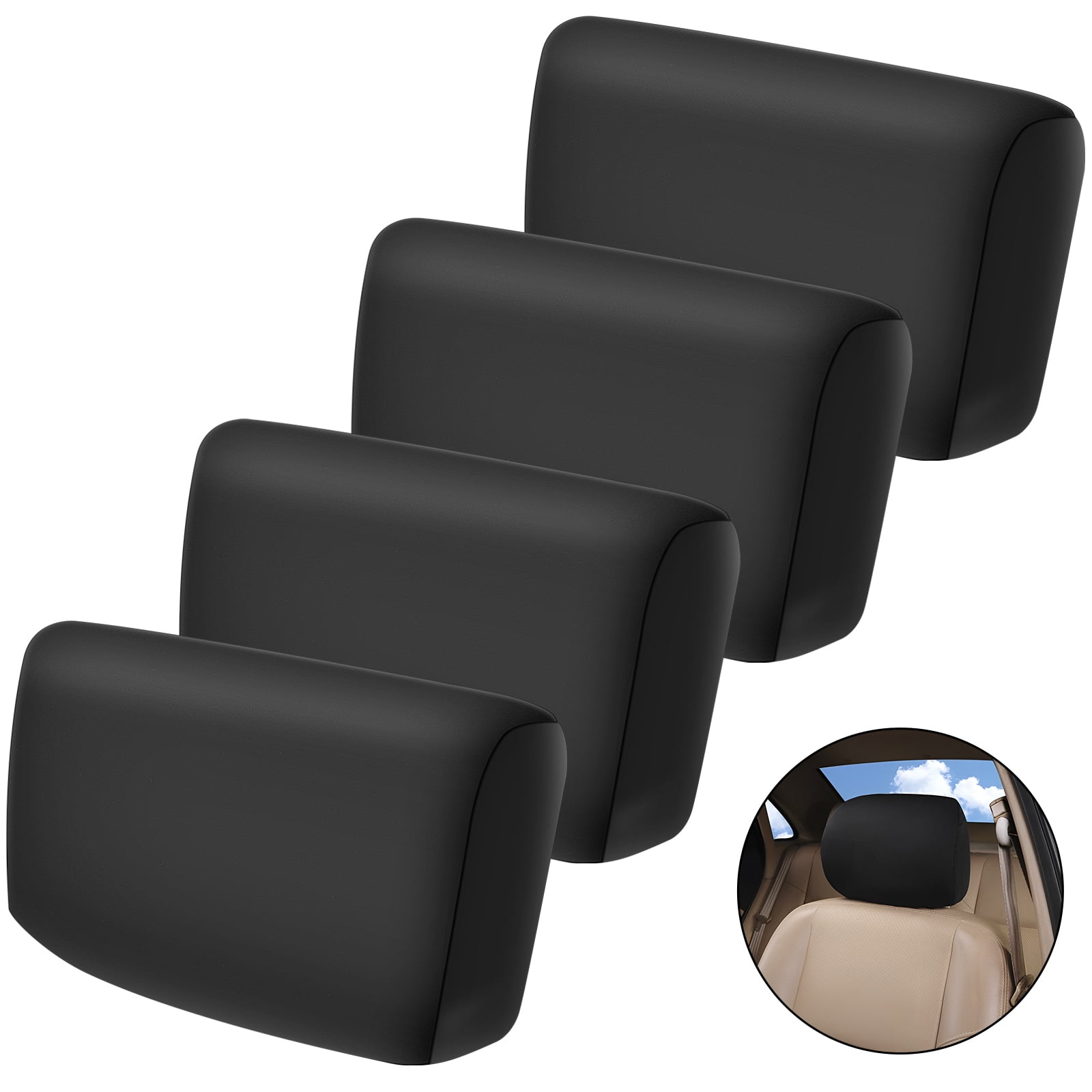 Retrok 4pcs Car Headrest Cover Elastic Polyester Car Seat Head Rest ...