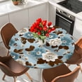 Country Blue Flowers Round Tablecloth 36-44 Inch Round Fitted Table ...