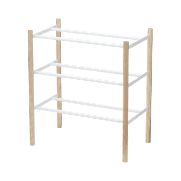 Mainstays 4-Tier Shoe Rack White Plastic Frame, Gray Coating, up to 12 ...