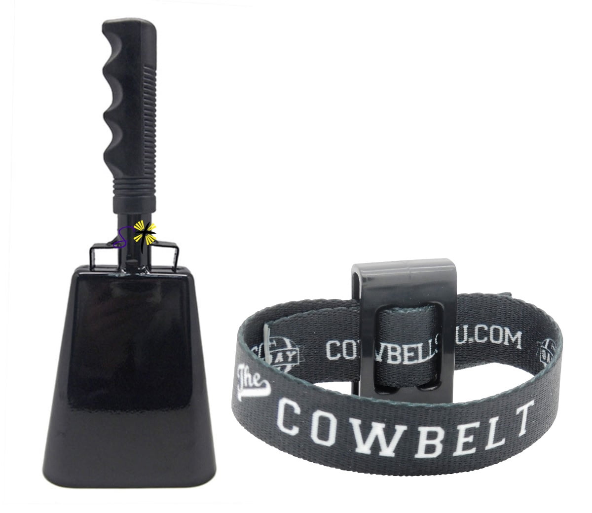 Bundle 9.6 inch Black Bell Black Handle Cowbell with Stick Grip Handle ...