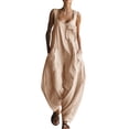 Bloomae Women's Sleeveless V Neck Jumpsuit, Loose Fit Harem Overalls ...