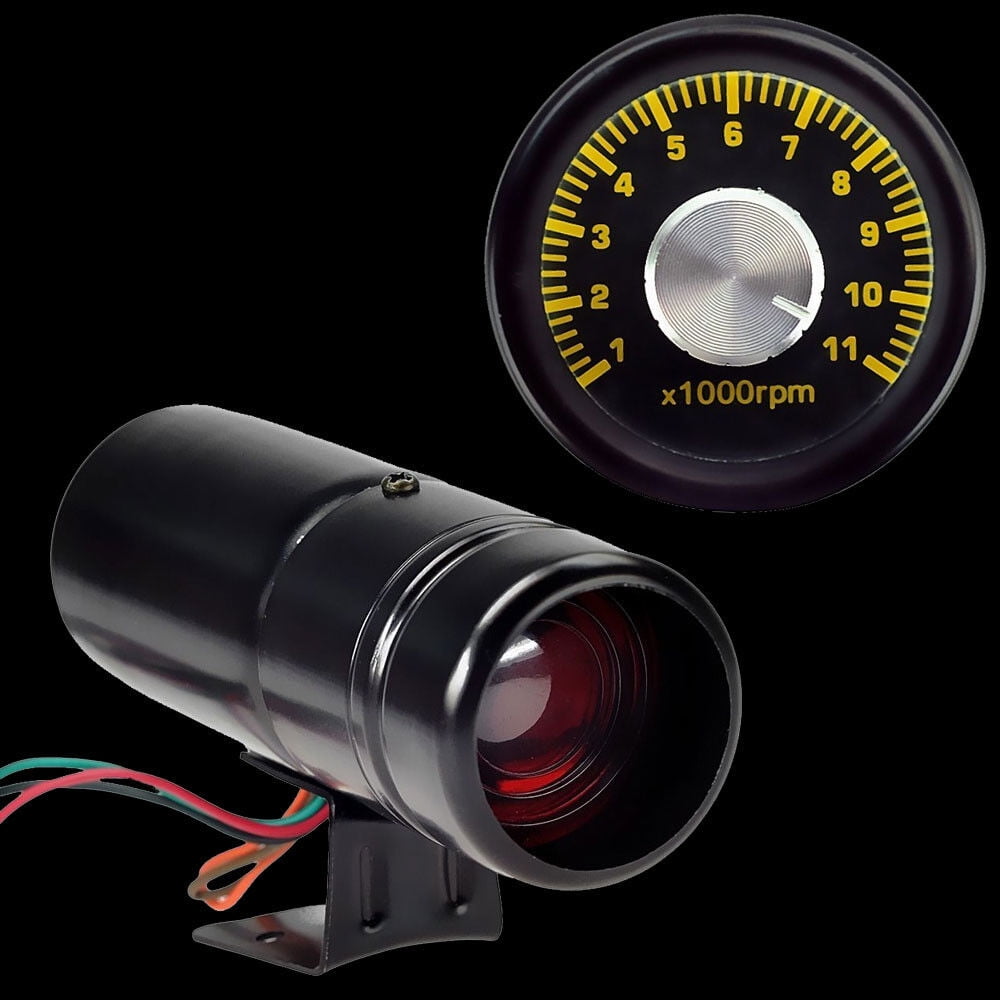 HS 1000 11000 RPM Adjustable Red LED Tacho Gauge Tachometer Shift Light ...