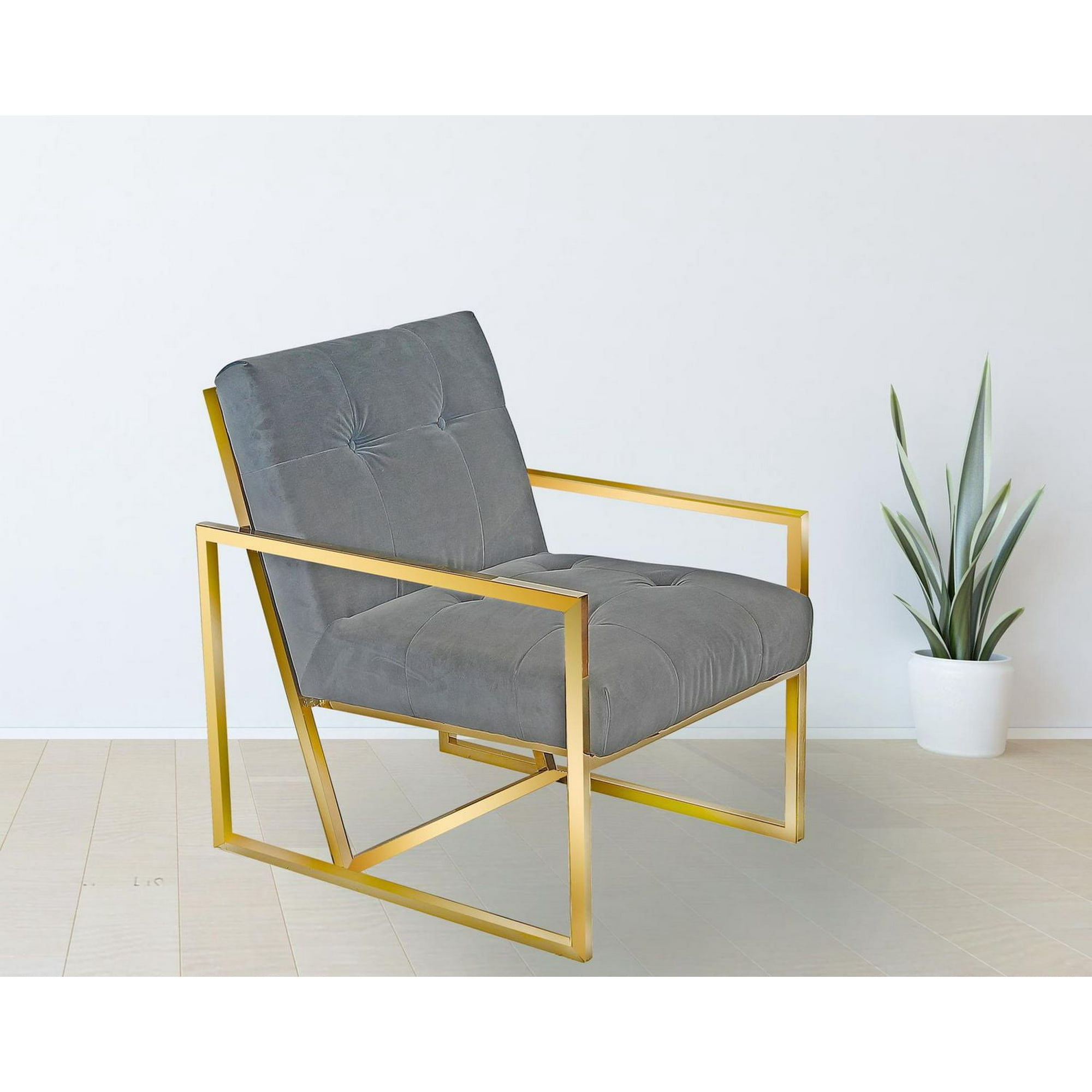 Click here for K-Living Alina Grey Suede Fabric Chair In Grey Col... prices