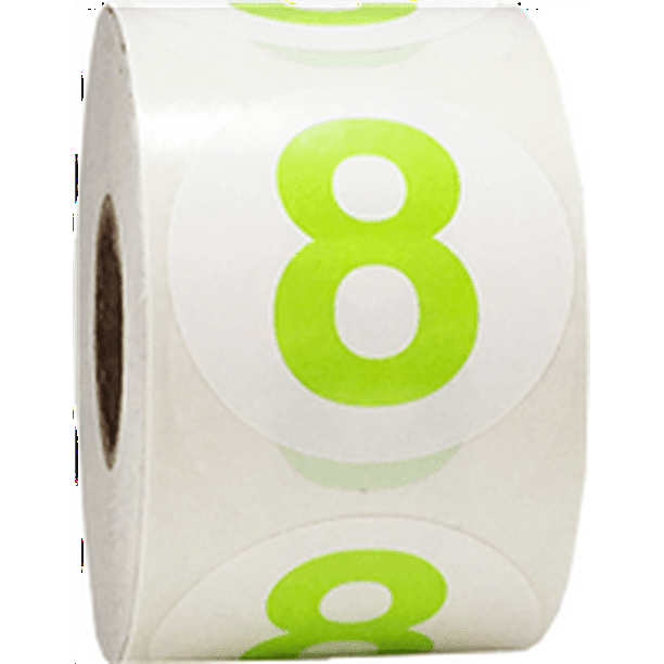 Hot Green Number 8 Circle Stickers | 1.5" Inches Round | 500 Pack ...