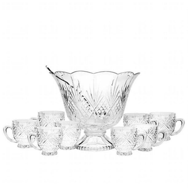 Dublin Crystal 10 Piece Punch Bowl & Punch Glass Set - Walmart.com