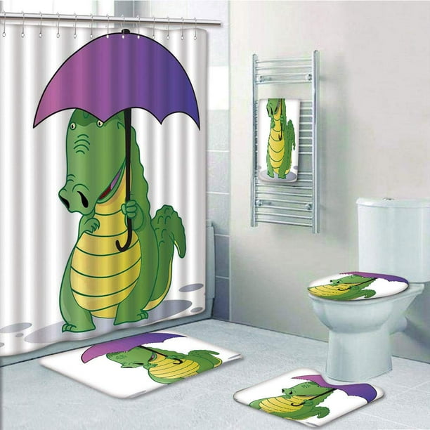 EREHome Reptile Cute Crocodile Standing with Umbrella Rain Cartoon ...