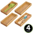 mDesign Stackable 15" Long Wooden Bamboo Drawer Organizer - 4 Pack ...