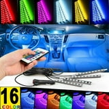 4PCS 9 LED Car Interior Atmosphere Neon Lights Strip Wireless IR Remote ...