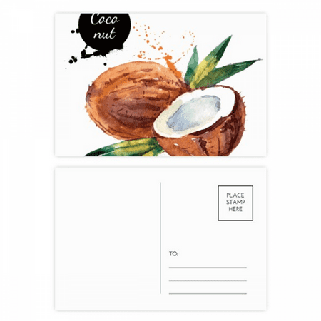 Coconut Fruit Tasty Healthy Watercolor Postcard Set Birthday Mailing ...