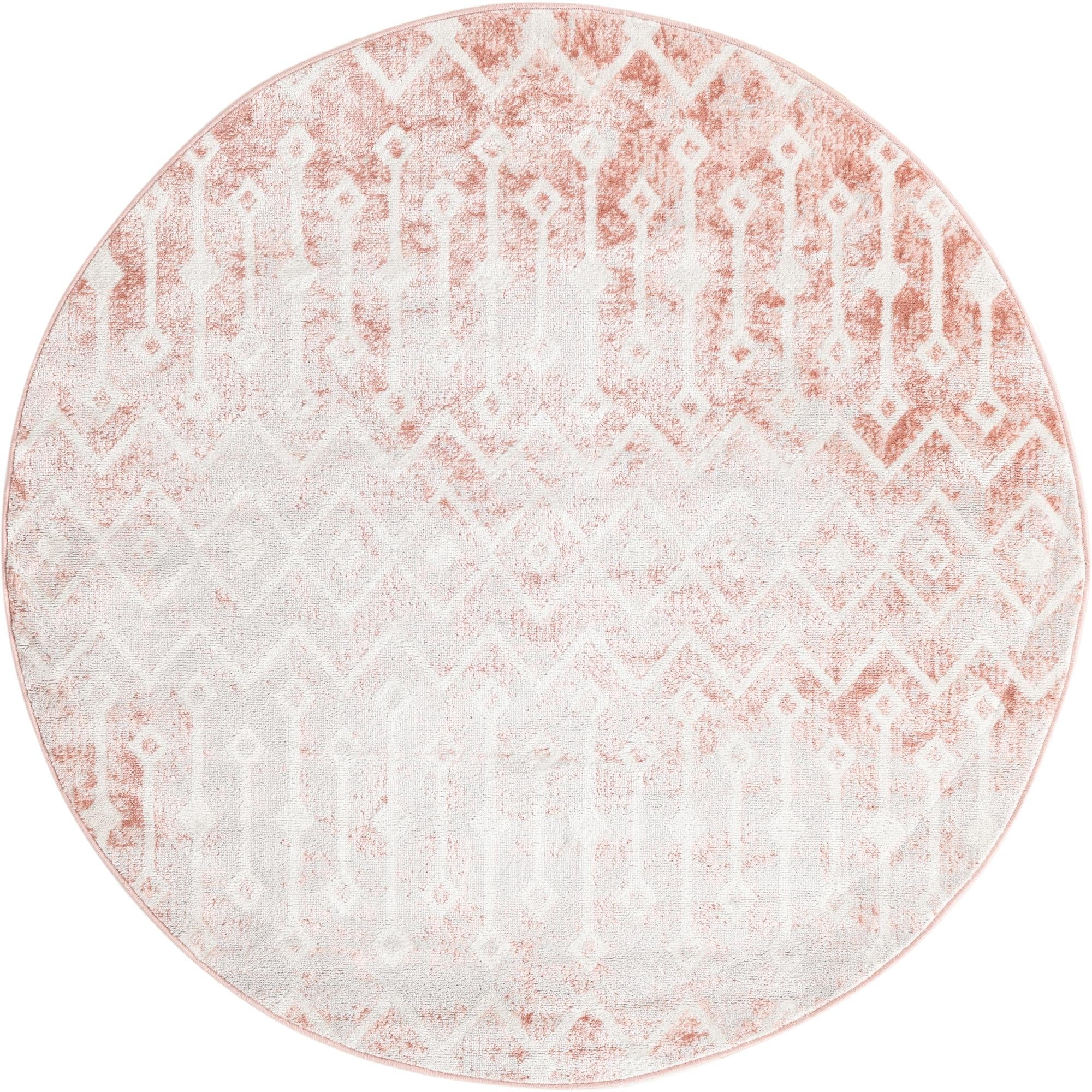 Rugs.com Bohemian Trellis Collection Rug – 5 Ft Round Dusty Rose Low ...