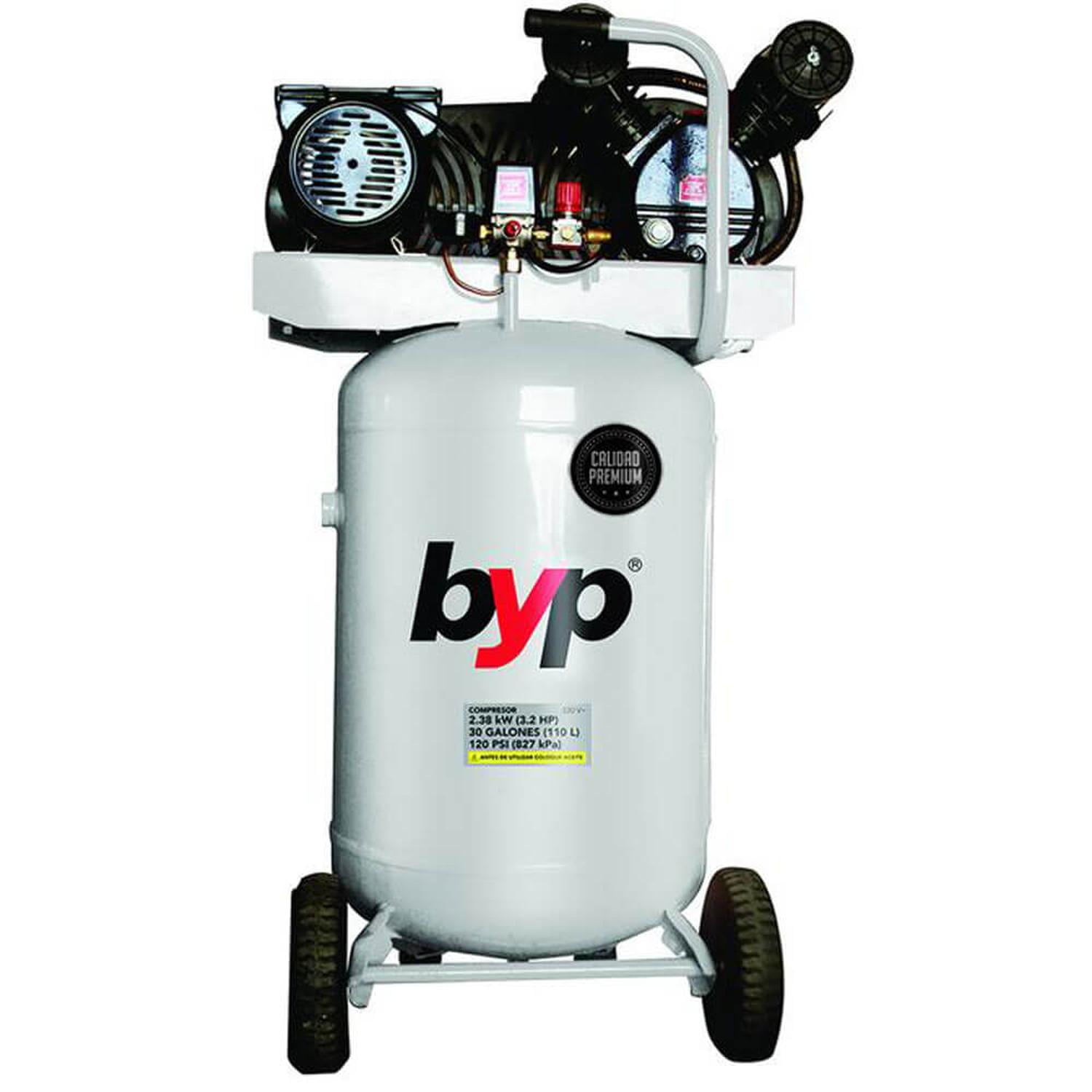 Compresor Profesional BYP 3.2Hp 30 Galones 135 Psi 290 L/min Plateado ...