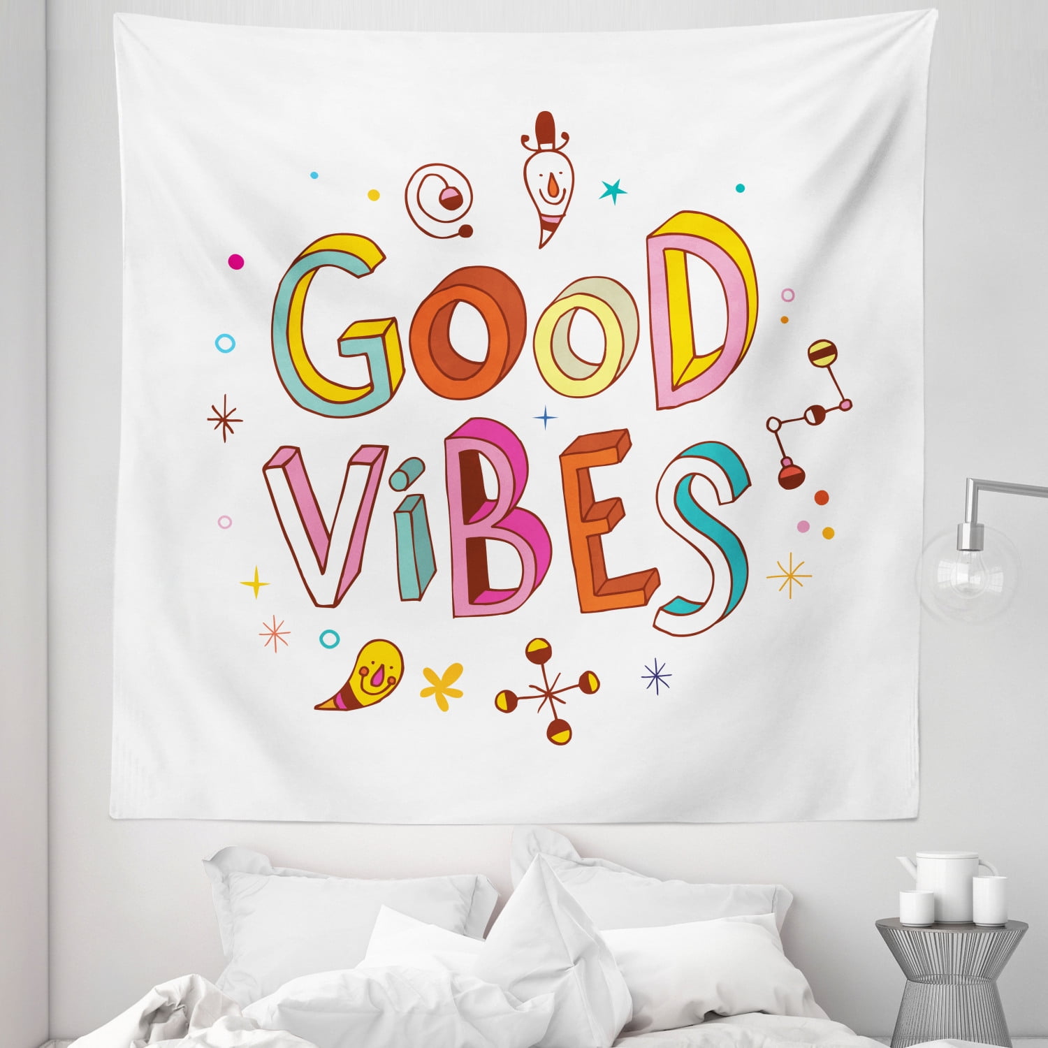 Chill Tapestry, Colorful Cheerful Fun Typography with Cartoon Style ...