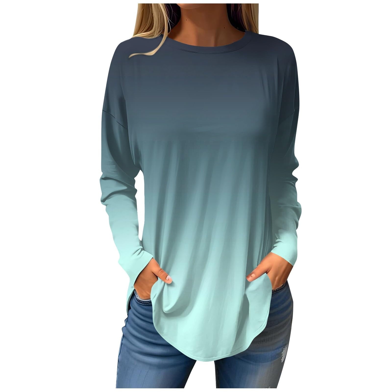 Click here for Faiwad Womens Top Long Sleeve Drop Shoulder Round... prices