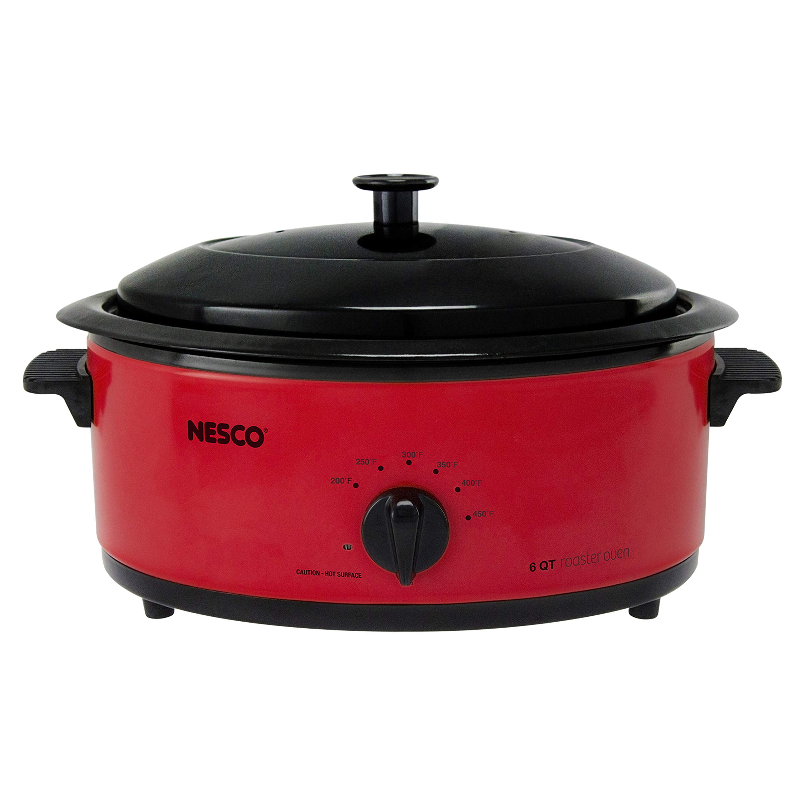 NESCO 4816-12, Roaster Oven with Porcelain Cookwell, Red, 6 quart, 750 ...