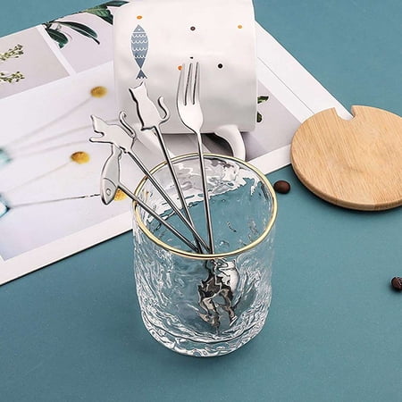 Crday 6 Pack Sliver Stainless Steel Cat Spoons and Forks, Appetizer ...