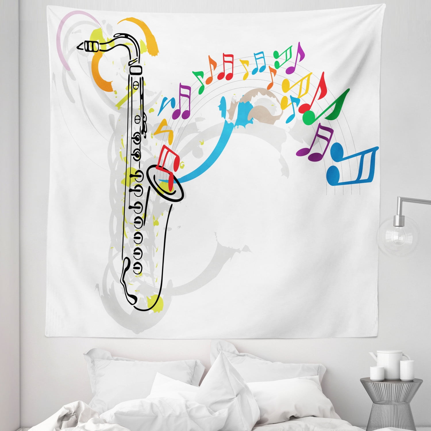 Jazz Tapestry, Celebration Festival Theme Colorful Art with Music Notes ...